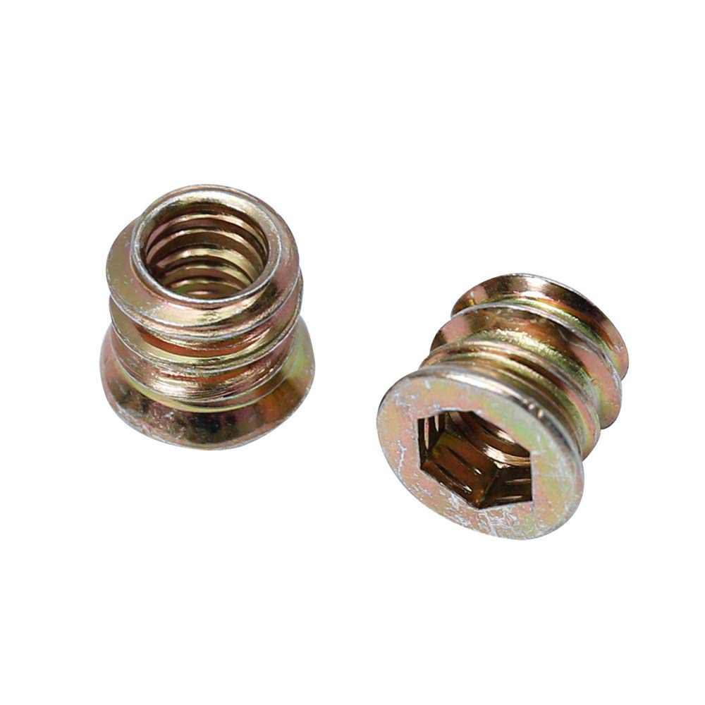50 Pieces 1/4-20 Threaded Inserts for Wood Nutsert Furniture Screw-in Nut 10mm Length Hex Drive