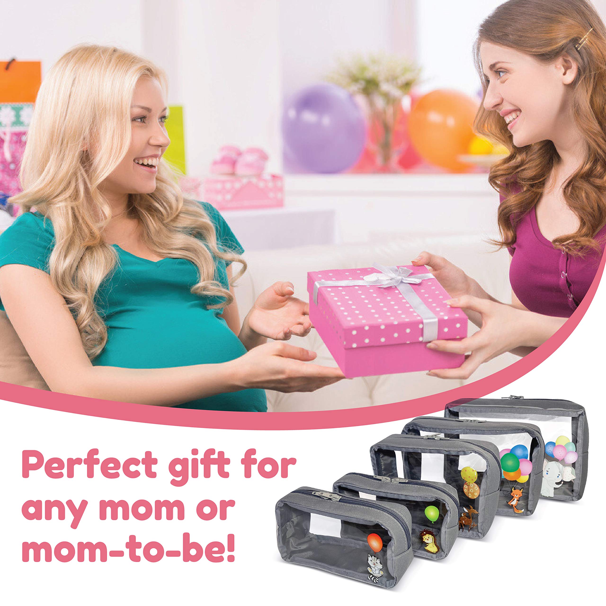 5 Piece Diaper Bag Pouch Set, Clear with YKK Zipper