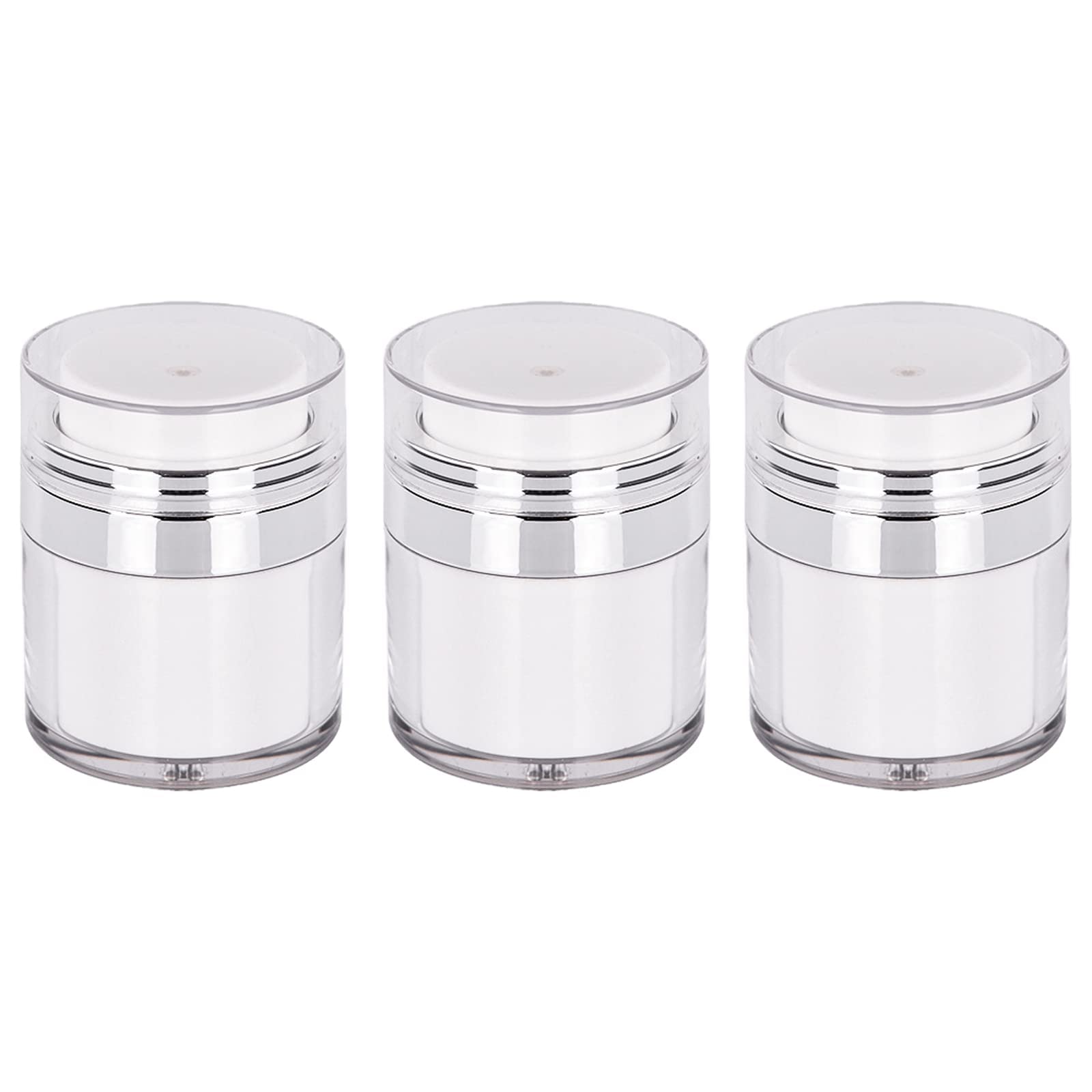 3Pcs Cream Jar Vacuum Bottle, 15/30/50 ML Refillable Portable Airless Pump Bottles, Makeup Lotion Travel Container Push Down Pump Dispenser (15ML - 3Pcs)