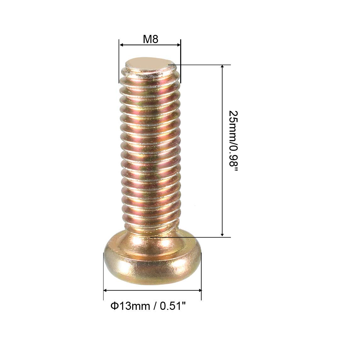 uxcell M8x25mm Furniture Screw Hex Socket Machine Screws Zinc Plated Fasteners Bolts Full Thread Carbon Steel 10Pcs
