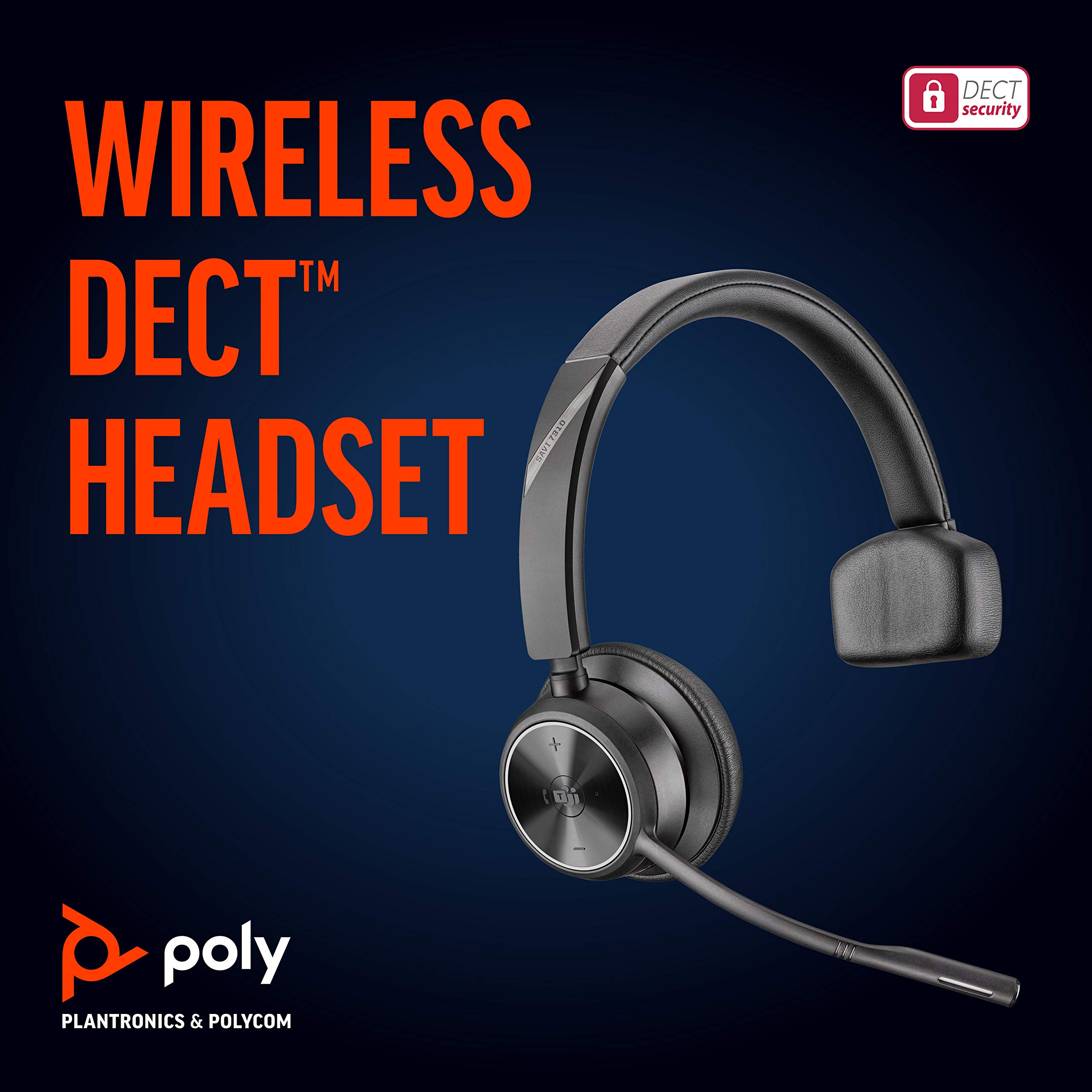 Poly Savi 7310-M Ultra-Secure Wireless DECT Headset System - Microsoft Teams Certified Version