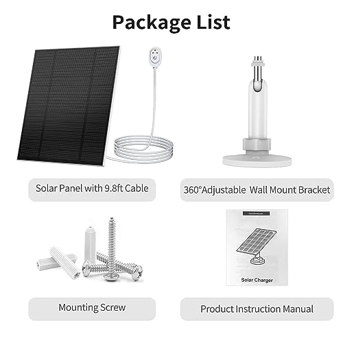 5W Solar Panel for Arlo Go 2, Arlo Pro 3 Floodlight, Arlo Pro 3, Arlo Pro 4, Arlo Ultra and Arlo Ultra 2 Cameras, Weather Resistant,360° Adjustable Easy Install Arlo Solar Panel Charger(1PC)
