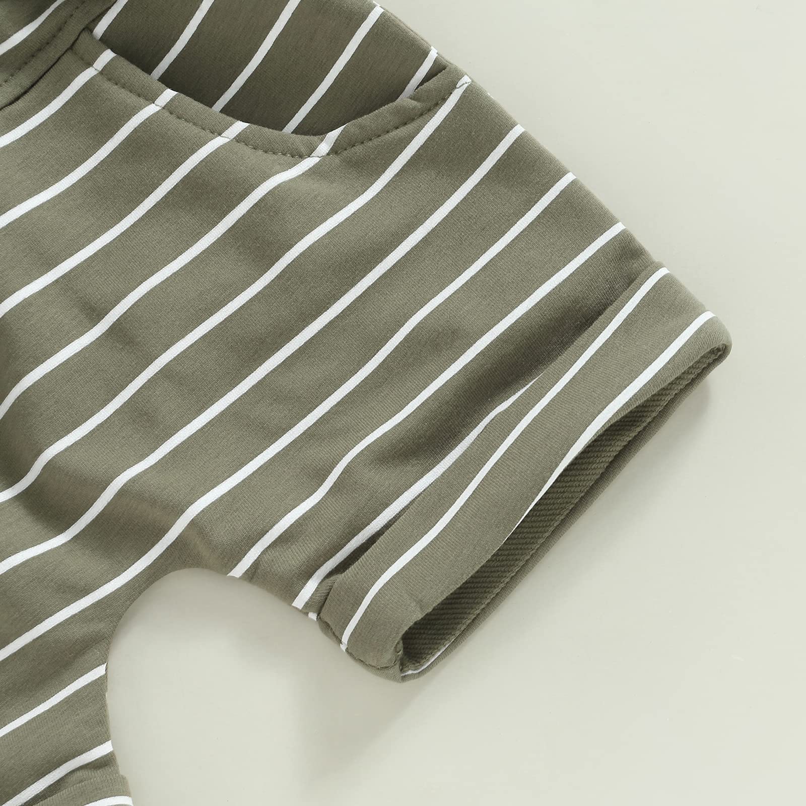 allshope Toddler Baby Boys Summer Outfits Stripes Short Sleeve Hooded Sweatshirt and Casual Elastic Drawstring Shorts Clothes Set