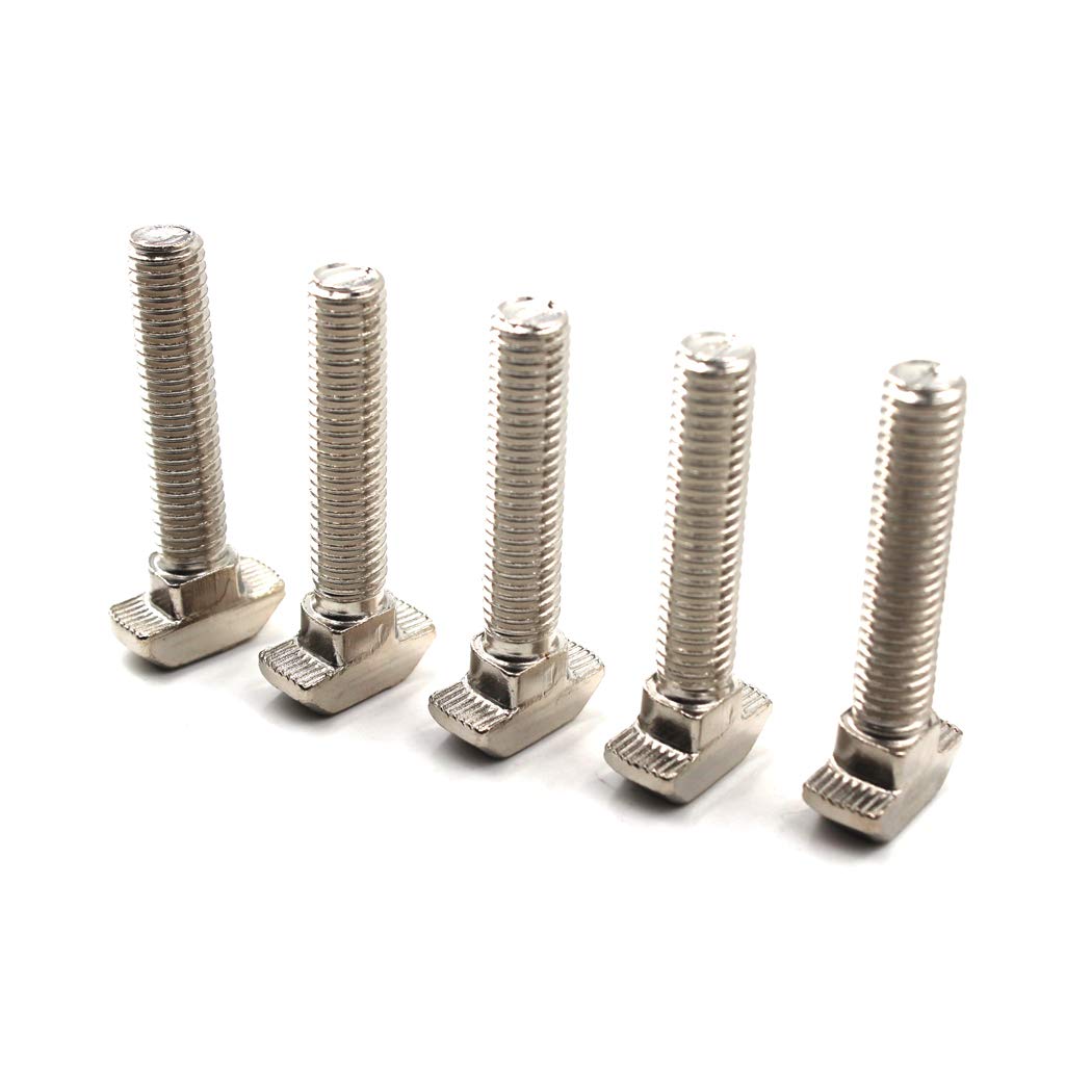 T Bolt Set Screw Bolt Fastener Tool for T-Slotted Aluminum Extrusion Nickel Plated Carbon Steel 40 Series M8X35mm 30PCS