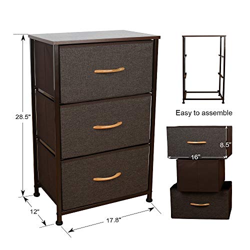 Home Dresser|Storage Organizer|Storage Tower|Wood Top|Removable Drawers|Non-Woven Synthetic Fabric|Height Adjustable Feet|Organizer Unit for Bedroom,LivingRoom,Hallway,Entryway (3 Drawers -Espresso)