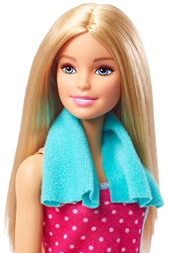 Barbie Doll and Furniture Set, Bathroom with Working Shower and Three Bath Accessories, Gift Set for 3 to 7 Year Olds