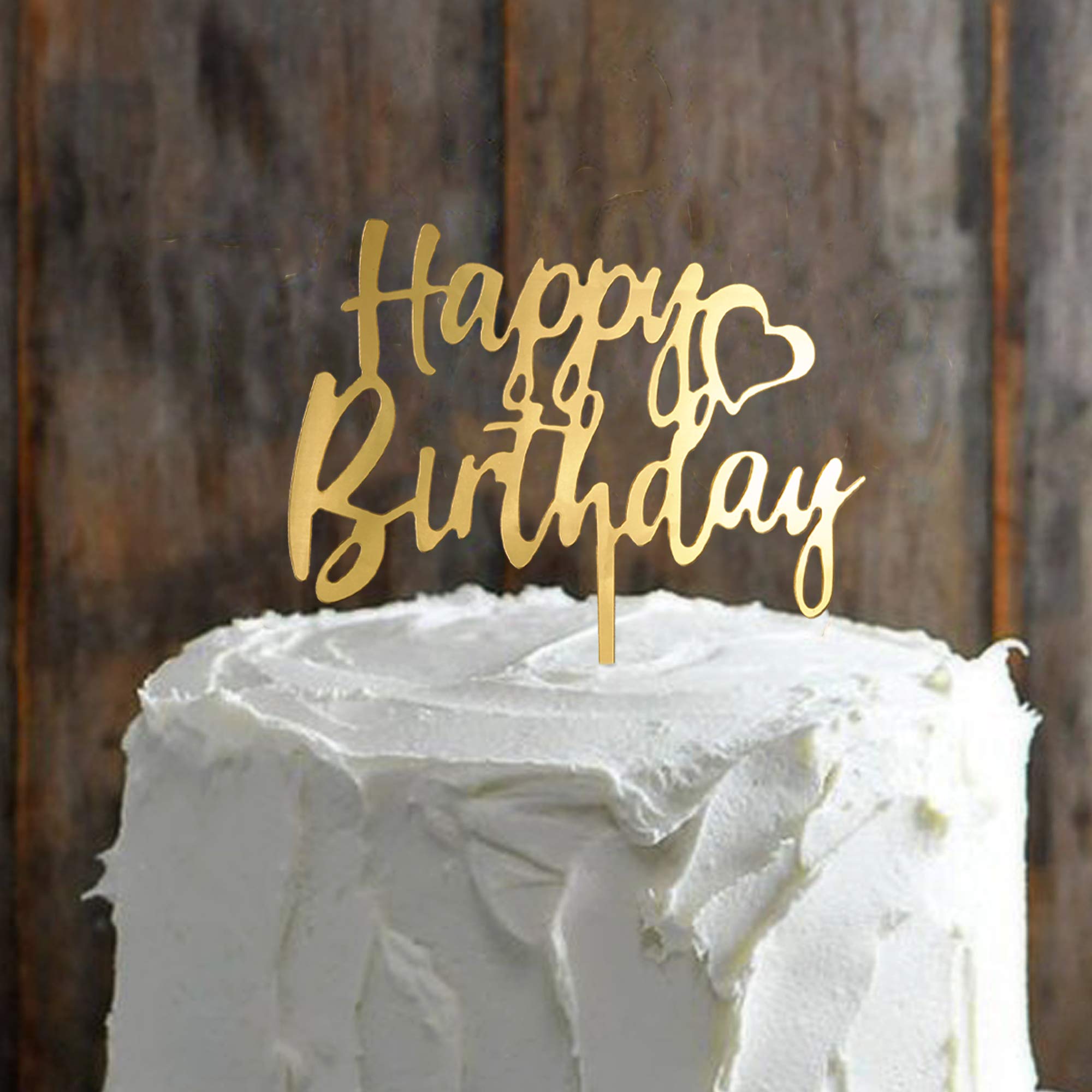 6-Pack Gold Birthday Cake Topper Set, Double-Sided Glitter, Acrylic Happy Birthday Cake Toppers/Cupcake Toppers, Birthday Decorations for Children or Adults.