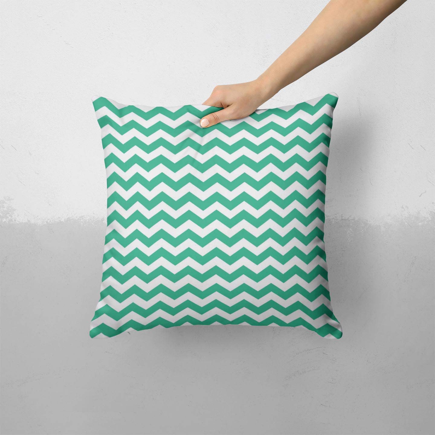 iiRov Green & White Chevron Pattern V2 - Custom Decorative Home Decor Indoor or Outdoor Throw Pillow Cover for Sofa, Bed or Couch Cushion (Pillow CASE Cover ONLY)