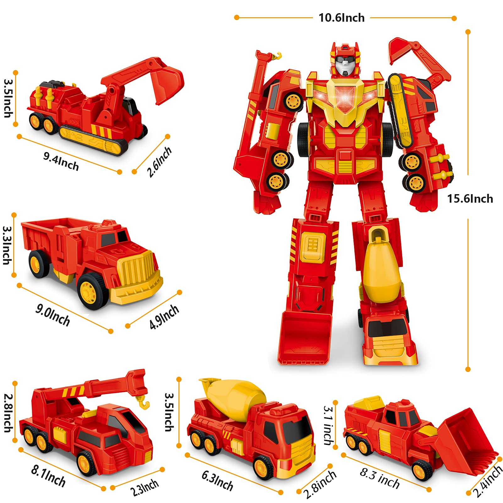 Construction Toy, Pull Back Play Vehicles for 3 4 5 6 Years Old Boy Kids Toddler, Transform Robot Car Toys Truck,Assemble Cars Action Figures Set