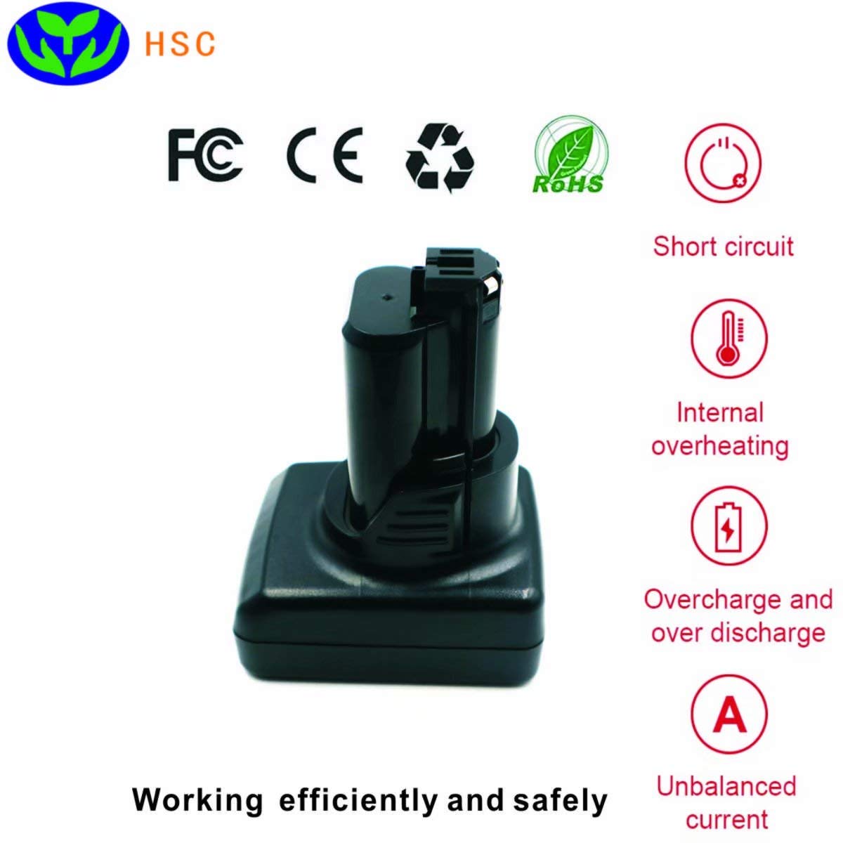 4000mAh 18650 Battery Pack BOS12D Li-ion Battery 12V Replacement for BOSCH BAT411 D70745 BAT411A BAT412A PS40-2 PS20-2 Battery Pack 12V