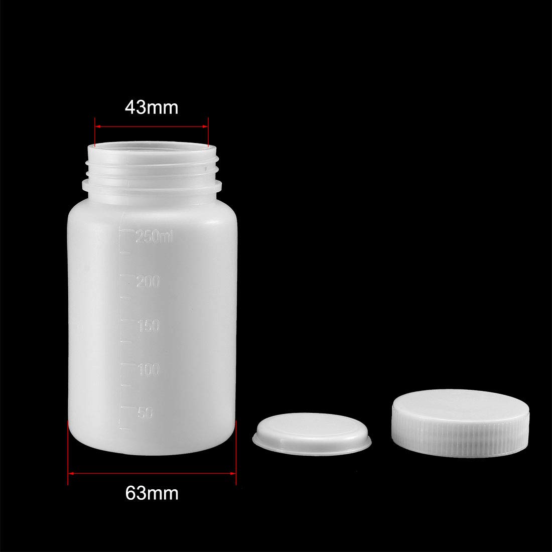 uxcell Plastic Lab Chemical Reagent Bottle 250ml/8.5oz Wide Mouth Sample Sealing Liquid Storage Container 2pcs