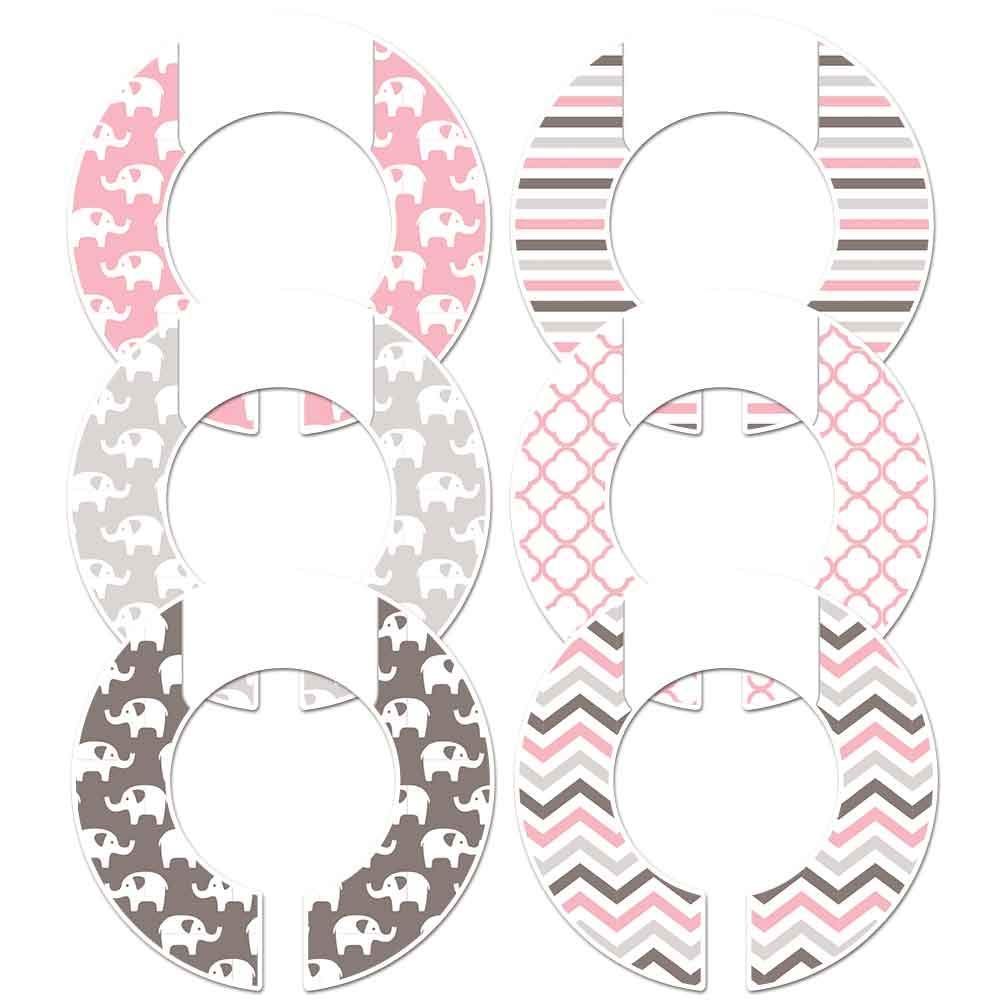 6 Baby Girl Nursery Clothing Size Closet Dividers Toddler Pink Elephant (Fits 1.5" Rod)
