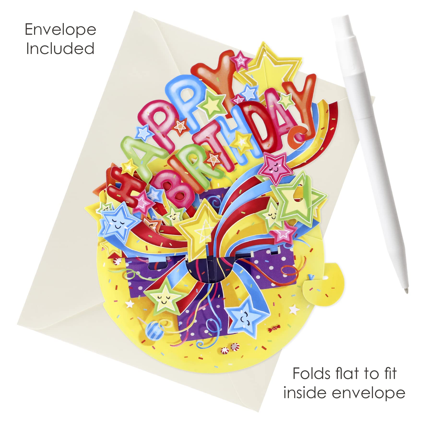 SANTORO Pirouette - 3D Pop Up Birthday Card - Shooting Stars - For Him, For Her, For Adults, For Kids - Birthday Gift - Interactive Card - Collectible Card - Creative Invitations, Unique Centerpieces, Memorable Decorations