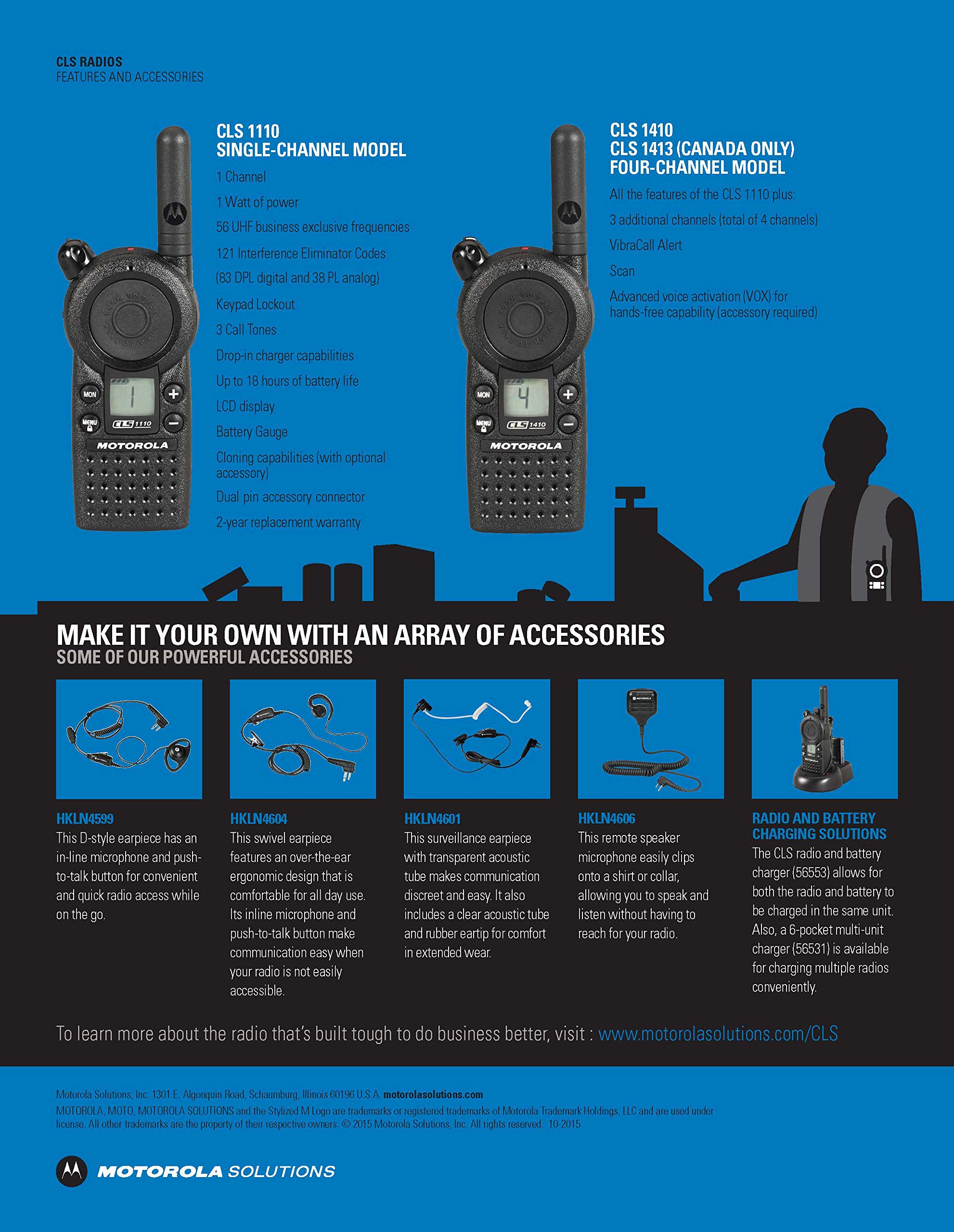 6 CLS1410 - UHF 1 Watt 4 Channel Radios & 1 56531 6 Radio Charger by Motorola Solutions - Intended for Business Use Black