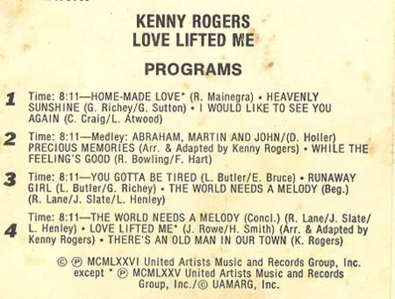 KENNY ROGERS: Love Lifted Me -20243 8 Track Tape
