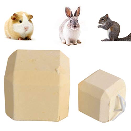 lEIsr00y Hamster Rabbit Chew Stone, Pet Hamster Rat Rabbit Grinding Mineral Stone Chew Non-Toxic Calcium Cube Toy - L