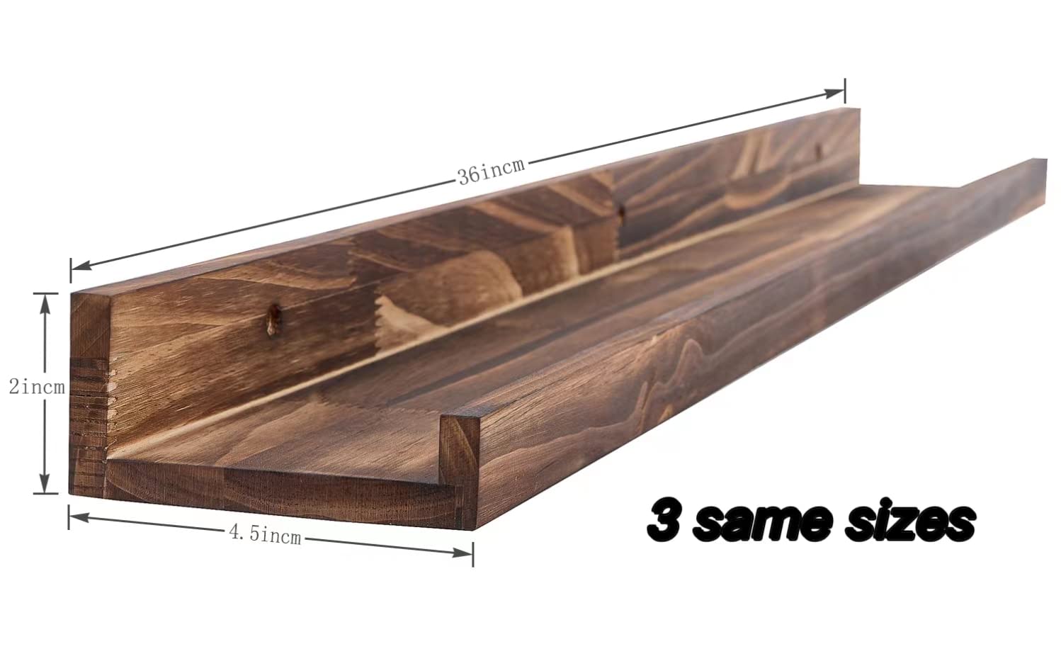 AZSKY Large Floating Shelves 36 Inch Wood Wall Mounted Set of 3 Floating Bookshelf Long Wooden Picture Ledge Shelf for Home Decoration