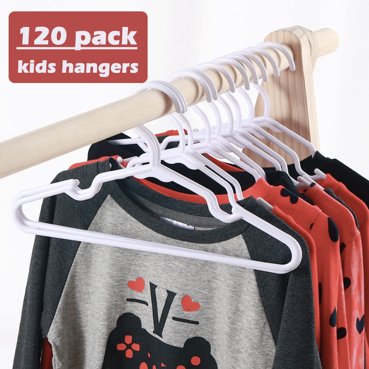 MJRASG 120 Pack White Plastic Non-Slip Baby Hangers, Heavy Duty, Flexible, Slim