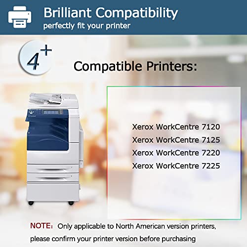 Leize Compatible 7120 Toner Cartridge use for Xerox WorkCentre 7120 7125 7220 7225 Printer Replacement for 006R01457 006R01458 006R01459 006R01460, Black 22,000 & Color 15,000 Pages [KCMY-4PACK]