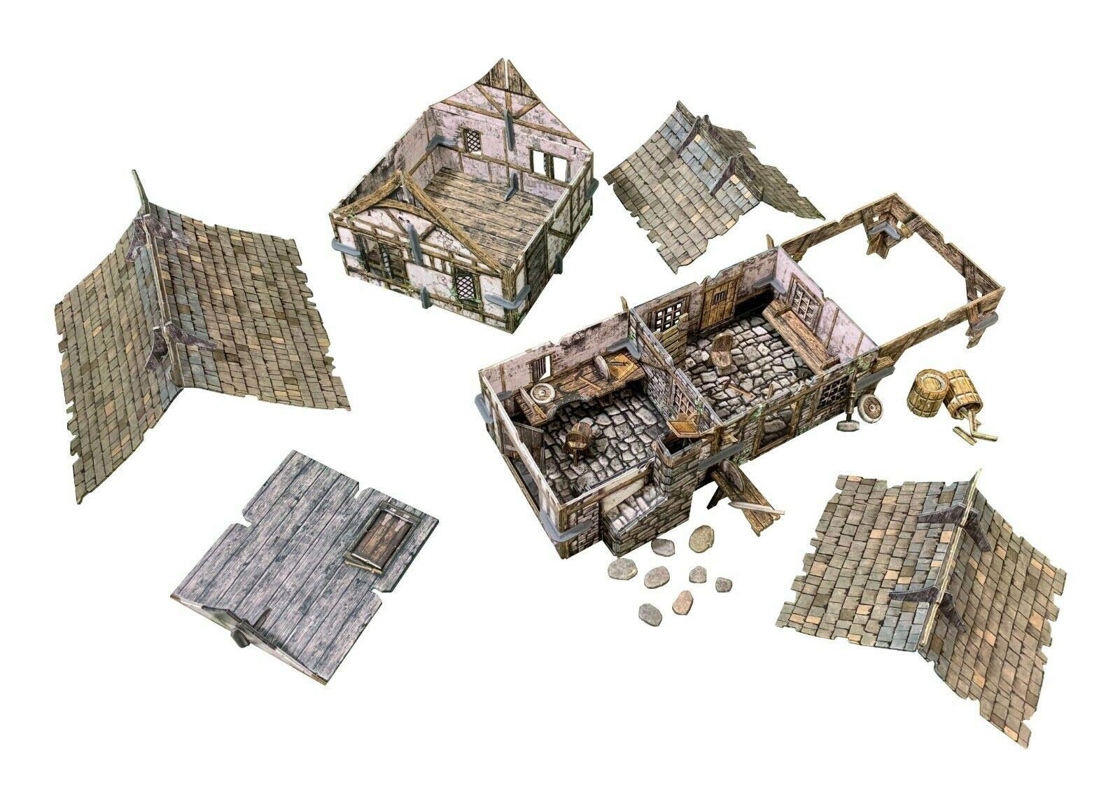 Battle Systems – Modular Fantasy Scenery – Perfect for Roleplaying and Wargames - Multi Level Tabletop Terrain for 28mm Miniatures – Colour Printed Model Diorama – DND Warhammer (Blacksmith's Forge)