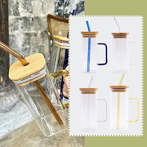 400ml Square Glass Cup With Lid And Straw Transparent Coffee Cup Cup Drinking Mocha Juice Wine Milk O6j7 Bubble C Beer Glass Tea