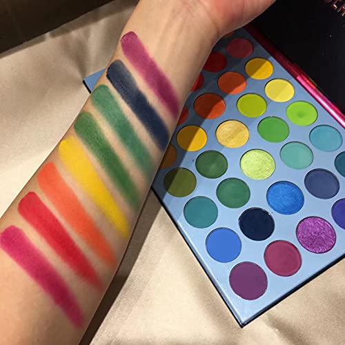 39 Shades High Pigmented Rainbow Metallic Shimmer Eyeshadow Palette Long Lasting Eye Shadow Pallet Blendable Waterproof Makeup Palette for Party