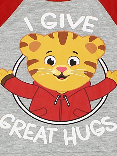 Daniel Tiger Toddler Boys Girls Long Sleeve Tee (2T, Red/Grey)