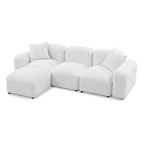 ERYE L-Shaped Modular Sectional Sofa Couch DIY Free Combination Modern Convertible Sofa&Couch w/3 Single Seats and Movable Ottoman for Living Room