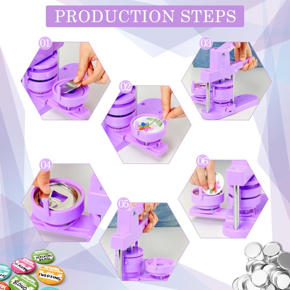 50 Sets 58mm Round Button Refills for Button Maker Machine, Bottle Opener Button Making Supplies Includes Metal Cover, Metal-Back, Clear Film