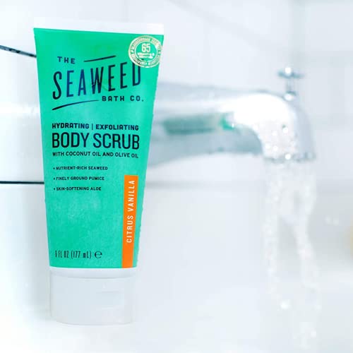 The Seaweed Bath Co. Hydrating Exfoliating Body Scrub, 6 Ounce, Citrus Vanilla Scent, Nutrient Rich Seaweed, Argan Oil, Aloe, Vegan, Paraben Free