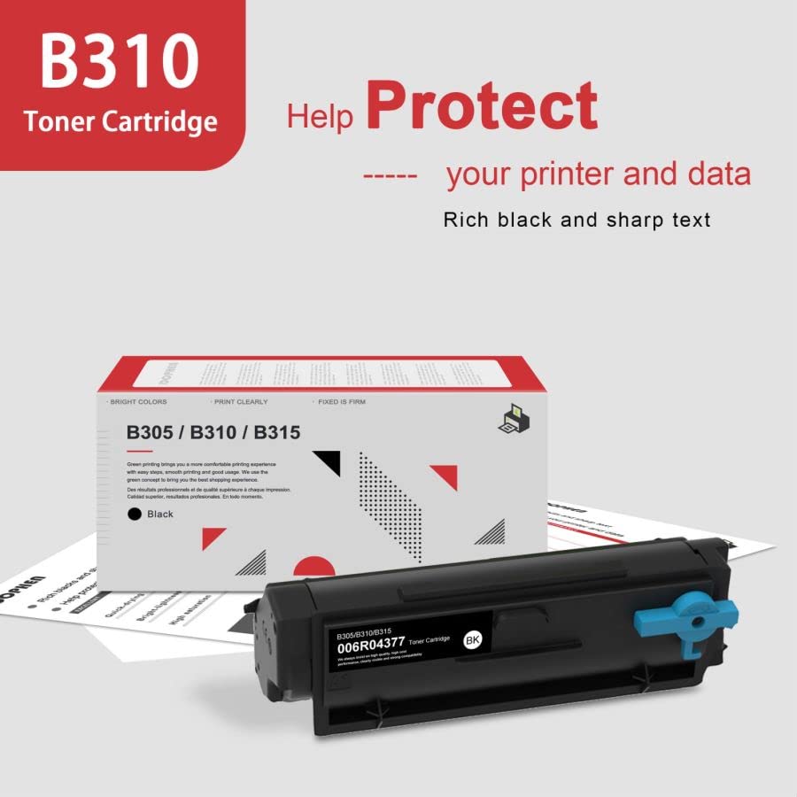 B310 Black Toner Cartridge 006R04377: Dophen 1 Pack High Capacity 006R04377 Toner Replacement for B305 B310 B315 Printer