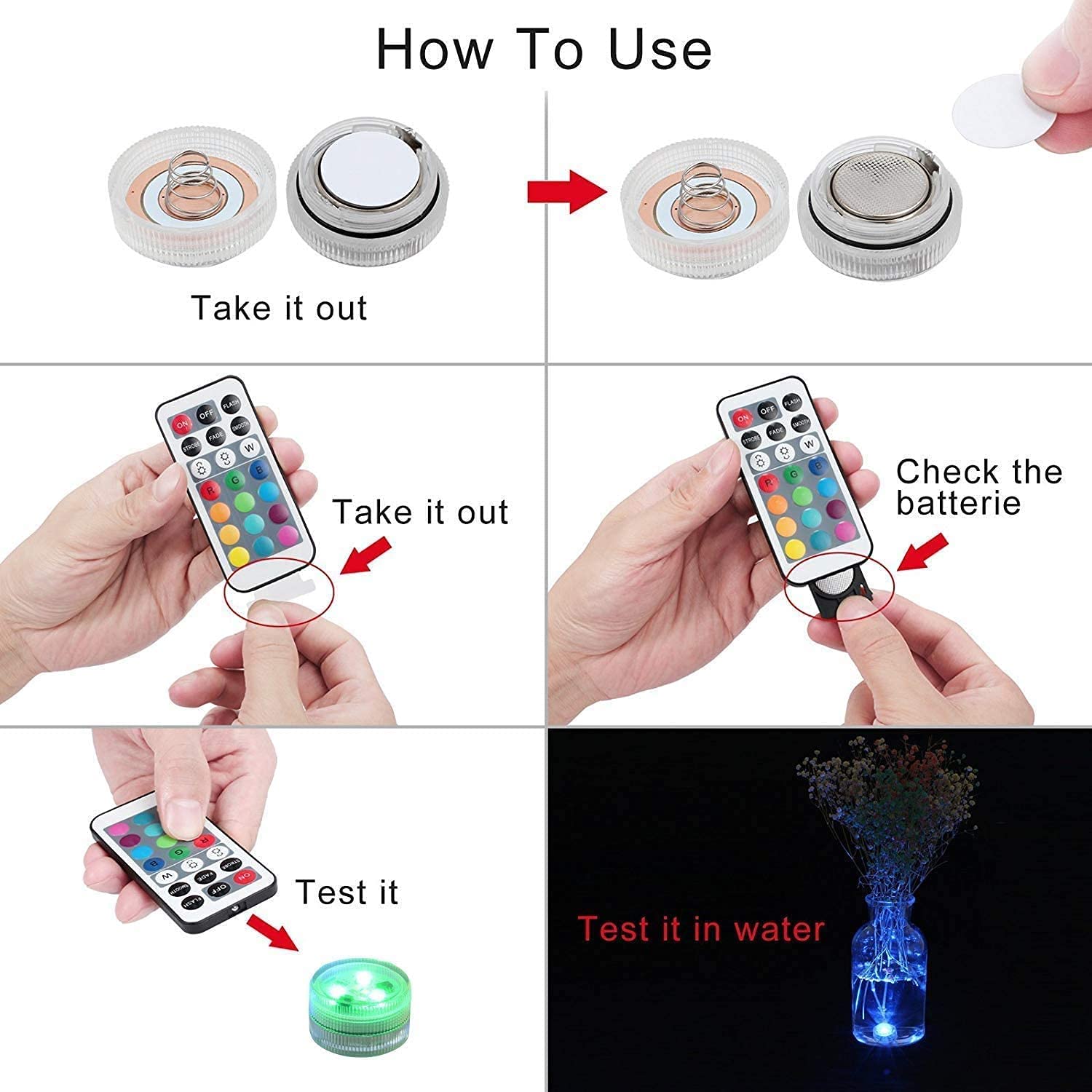 Alebew Underwater Led Lights with Remote, Waterproof Multi Color Submersible Led Lights Battery Operated Pool Lights for Halloween Christmas Party-10 Pack