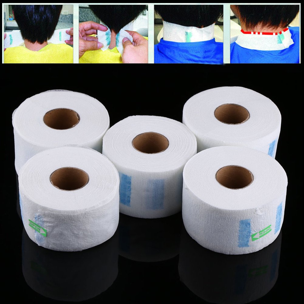 5 Set Pro Disposable Neck Paper Strips, Barber Salon Stretchable Neck Covering Paper Rolls Hair Cutting Accessory Hairdressing Hairstyles Tools