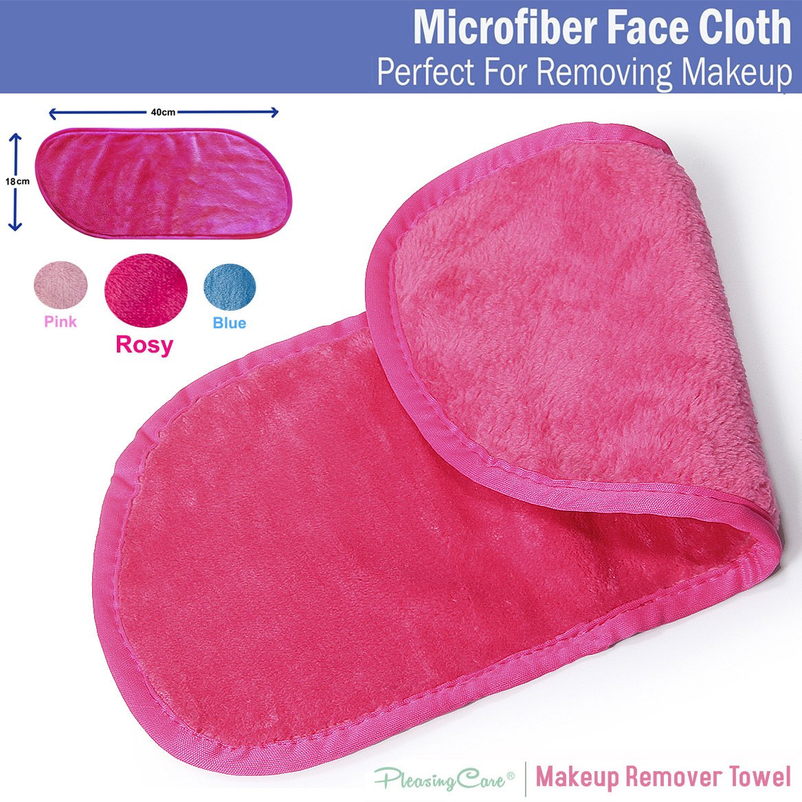 Makeup Remover Cloth Clean Towel, Reusable Facial Cleansing Towel - Chemical Free, Remove Makeup Instantly with Just Water - Money-back Satisfaction Guaranty (1 Rosy)