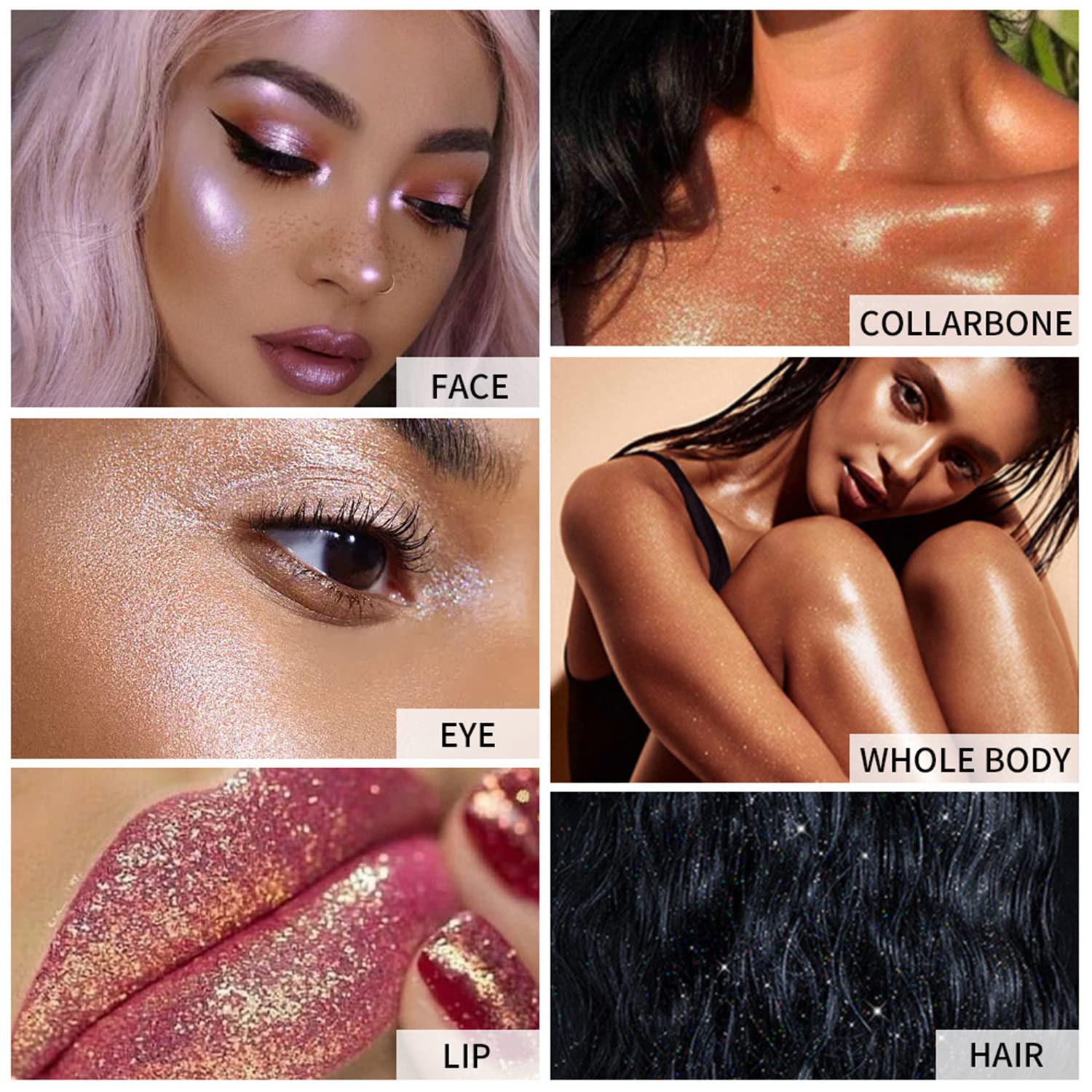 3PCS Polvo De Hadas Highlighter Powder Makeup Stick,the Natural Three-Dimensional Face Blusher Patting Powder for Highlight Face, Eyeshadow, Body Fairy Glitter Makeup Kit for Women's Day Gift