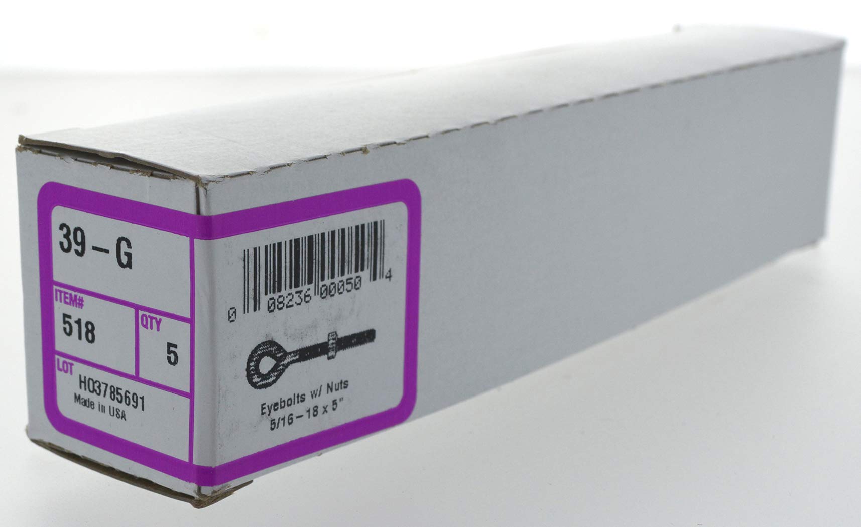 The Hillman Group 518 Eyebolts with Nuts, 5/16 x 5-Inch, 5-Pack,Zinc
