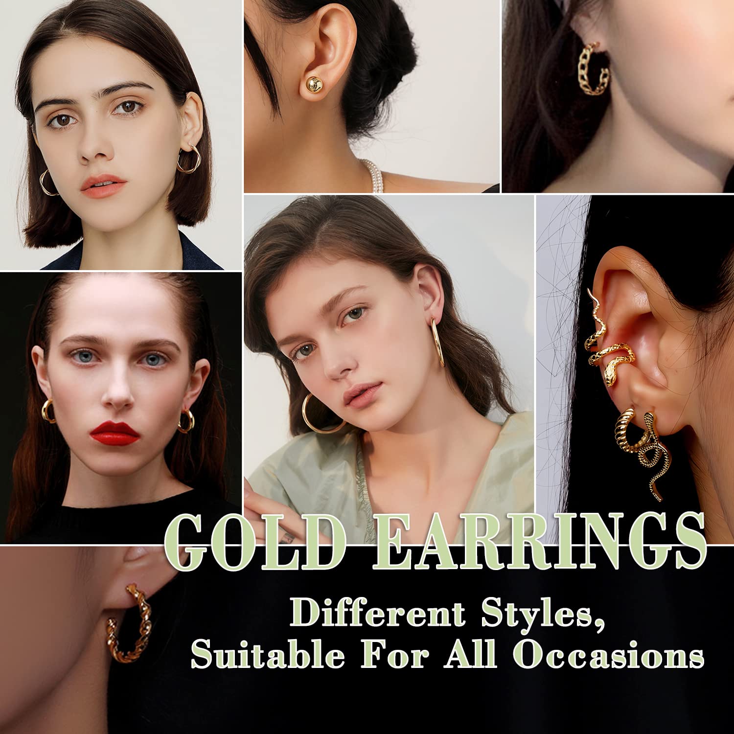 30 Pairs Gold Hoop Earrings Set for Women Girls, Multipack Pearl Earrings Set, Chain Link Stud Drop Dangle Earrings Boho Statement Paperclip Hypoallergenic Earrings for Gift