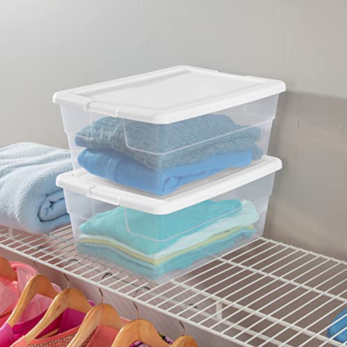 Sterilite 16 Quart Multipurpose Clear Plastic Stacking Storage Container Box with Secure Latching Lid for Home or Office Organization, 108 Pack
