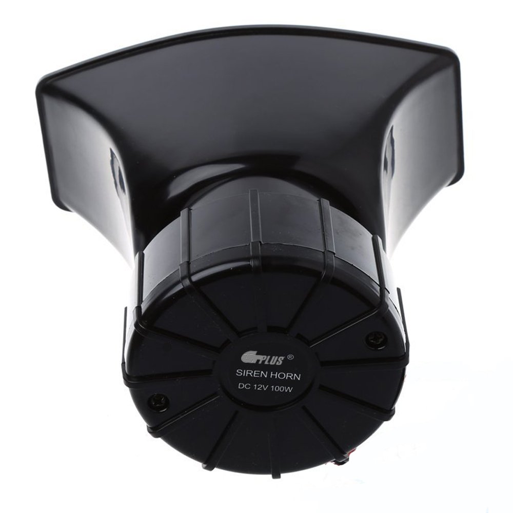 GTP 100W 7 Tone Partol Car Truck Siren Emergency Sounds Electric Horn with Mic PA Microphone Speaker System Amplifier Megaphone Fire Ambulance Hooter Traffic Sound