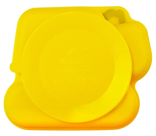 Baby Plate Silicone Divided, Suction Toddler Plates Dishes for Toddler Kids Self Feeding, BPA Free, Microwave & Dishwasher Safe(Yellow)