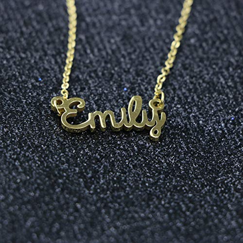 Awegift Name Necklace Big Initial Gold Plated Best Friend Jewelry Women Gift for Her Emily
