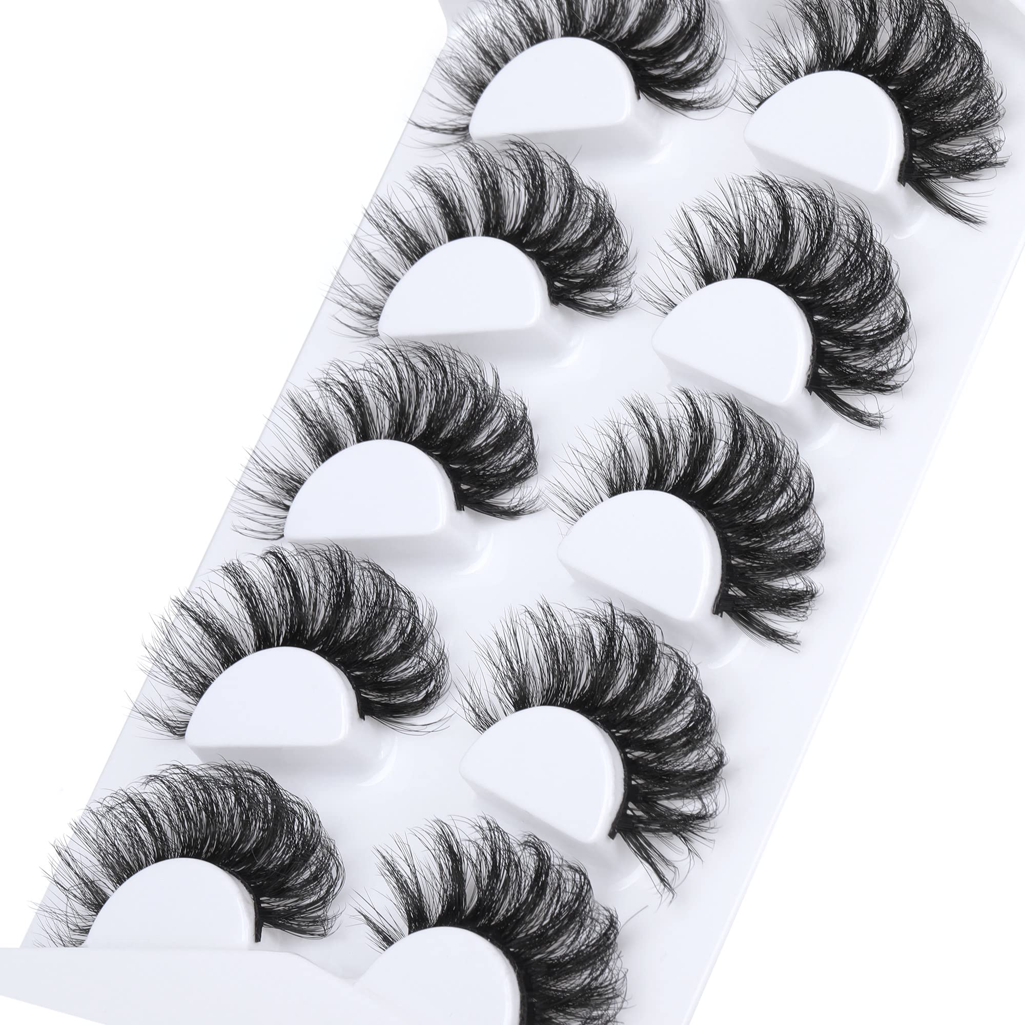 ALPHONSE False Lashes D Curl Fluffy False Eyelashes 20MM Wispy Faux Mink Lashes Long Dramatic Eyelashes Like Lash Extension Pack 5 Pairs