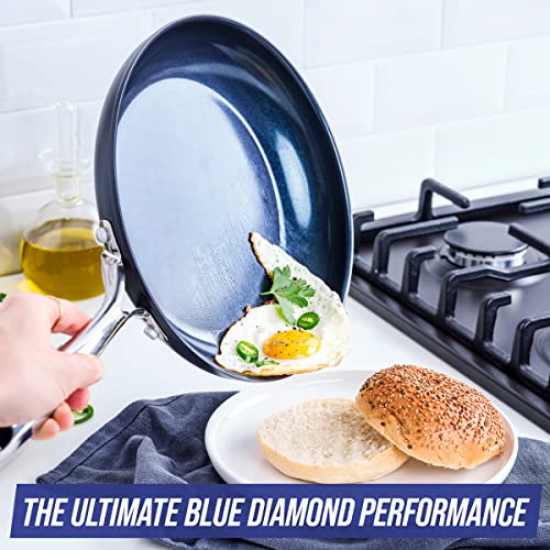 Blue Diamond Cookware Hard Anodized Ceramic Nonstick, 10 Piece Cookware Pots and Pans Set, PFAS-Free, Dishwasher Safe, Oven Safe, Grey