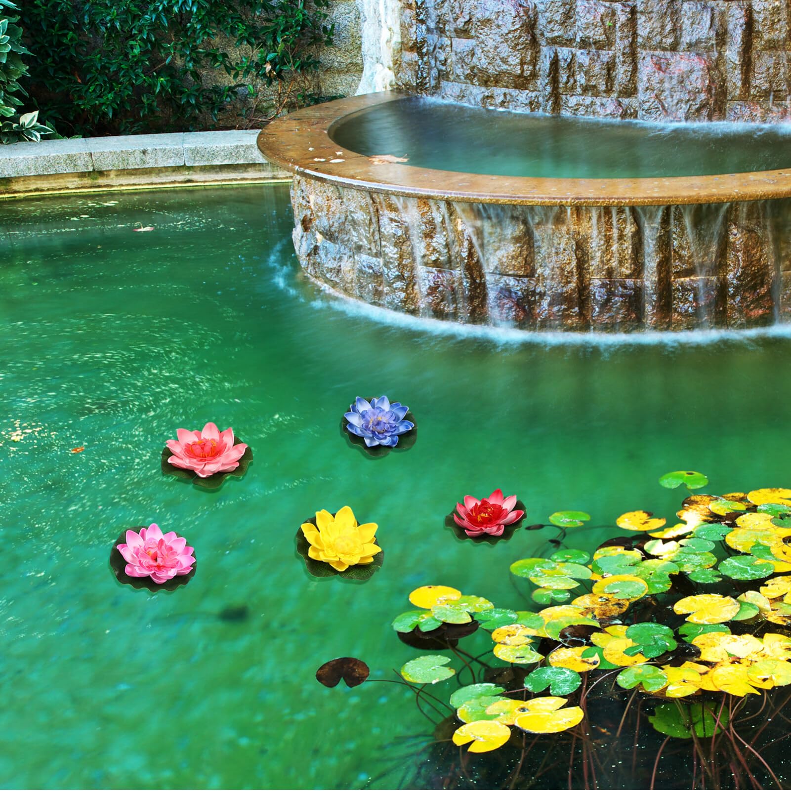 BESPORTBLE 5pcs Artificial Floating Water Lily Lotus Flowers Pond Decor for Garden Decoration Bed Edging