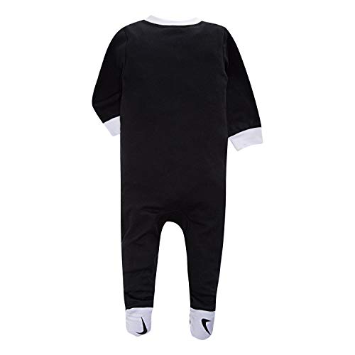 NIKE Children's Apparel Baby Graphic Logo Footed Coverall, Black/White, 0/3M