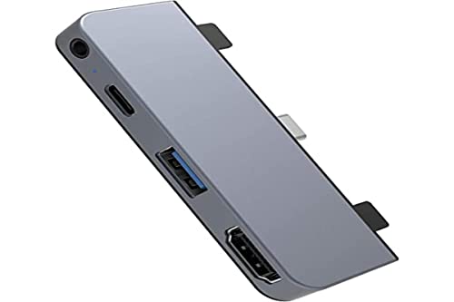 HyperDrive USB C Hub Adapter for iPad Pro 2020 2019 2018 11”/ 12.9", USBC Smartphone/Tablet, 4-in-1 USB-C Hub Dongle with 4K HDMI, C-USB PD Charging, USB 3.0, 3.5mm Headphone Audio Jack -Gray