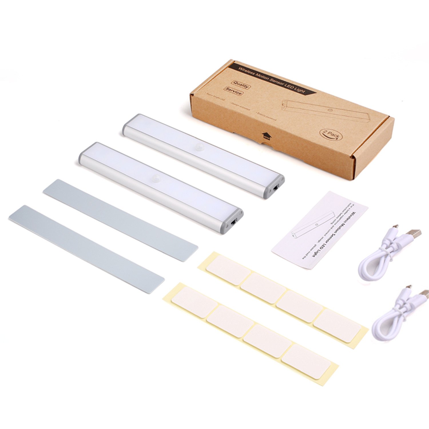 Stick-On Anywhere Portable Closet Lights Wireless 20 Led Under Cabinet Lighting Motion Sensor Activated Build in Rechargeable Battery Magnetic Little Safe Night Tap Light for Closet Cabinet (Silver)