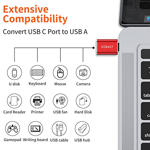 USB C to USB Adapter [2-Pack], Thunderbolt 3 to USB 3.0 OTG Converter Compatible MacBook Pro/Air 2019 2018 2017,Chromebook,Pixelbook,Microsoft Surface Go,Galaxy S8 S9 S10 S20 S21 S22,Note 10 20 (Red)