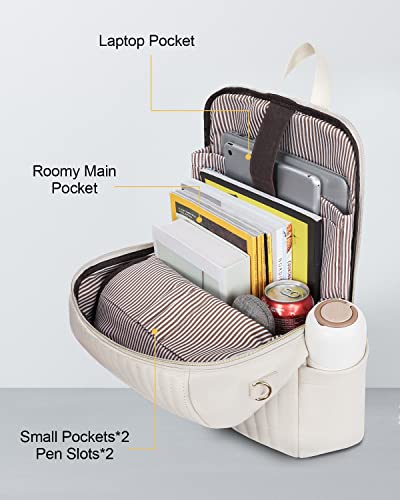 Backpack Purse for Women, Soft Vegan Leather Travel Backpack with USB Charging Port, Quilted Laptop Backpack for Women, Convertible Soft Leather Backpack Purses Fashion Water Resistant Shoulder Bag