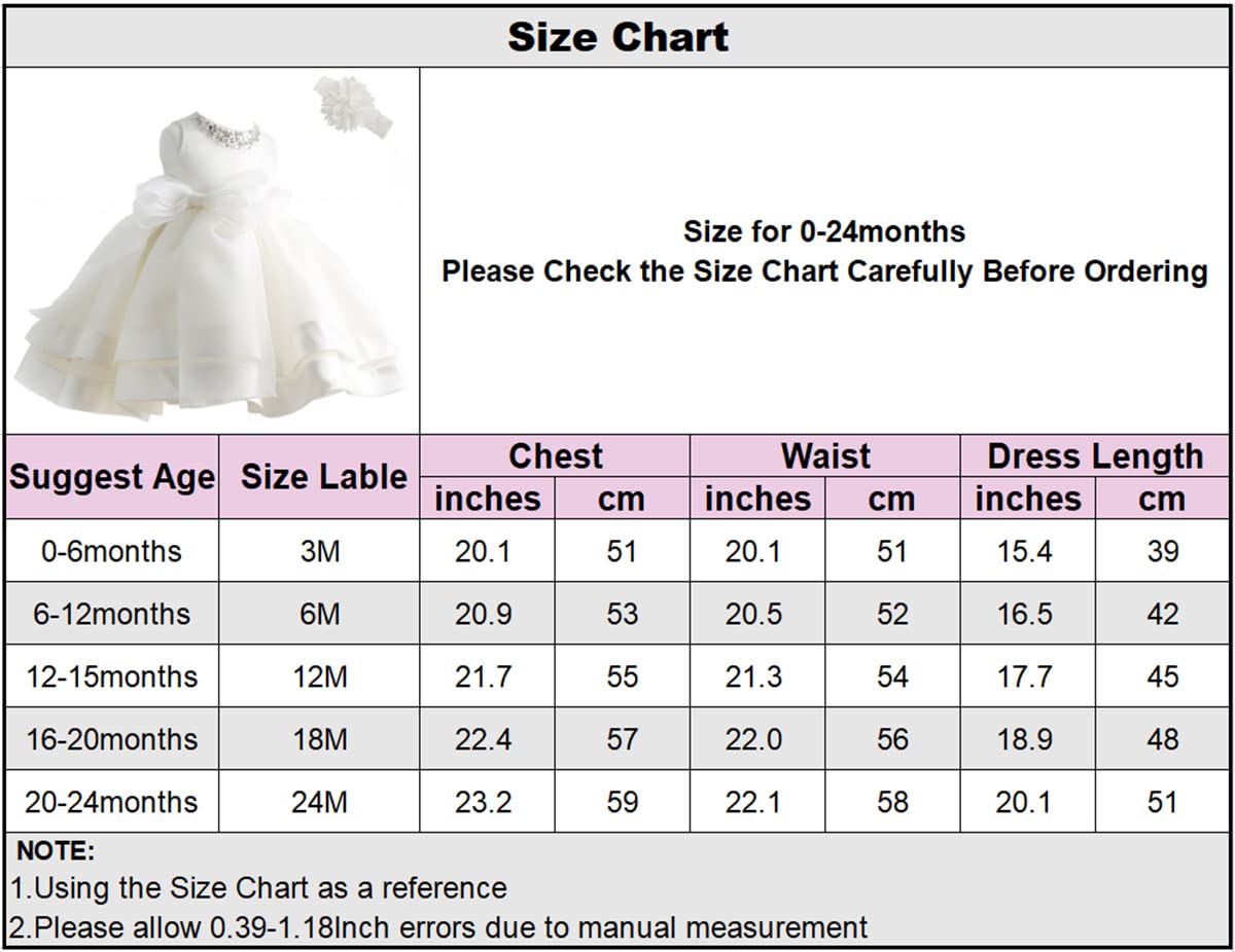 Coozy Baby Girl Dress Christening Baptism Gowns Flower, Ivory, Size 6-12 Months